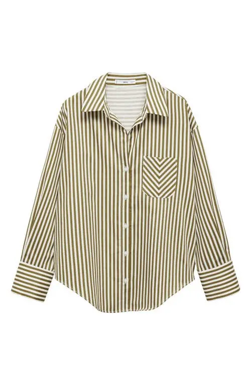 Mango Stripe Cotton-blend Button-up Shirt