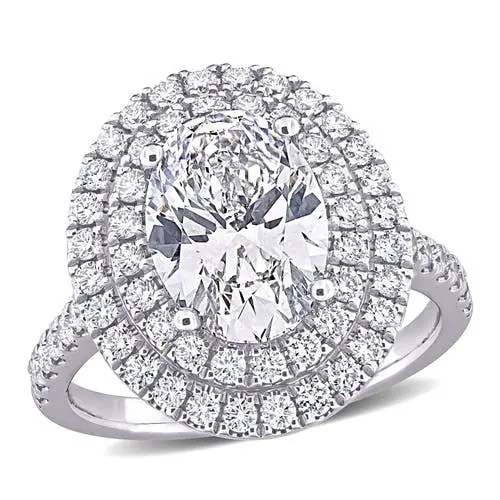 JULIANNA B. 3-7/8 Ctw Lab-grown Diamond Double Halo 14k Ring - White Gold