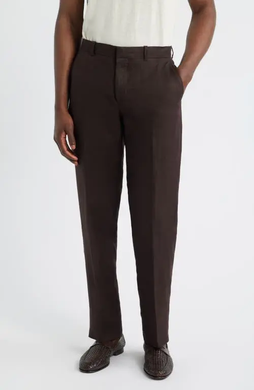 Nordstrom Henrik Trim Fit Italian Linen Suit Separate Pants - Dark Brown
