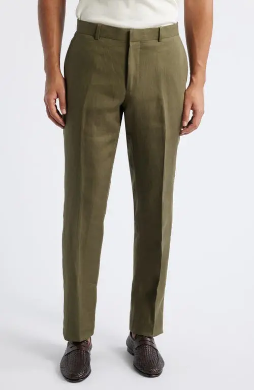 Nordstrom Henrik Trim Fit Italian Linen Suit Separate Pants - Olive Ivy