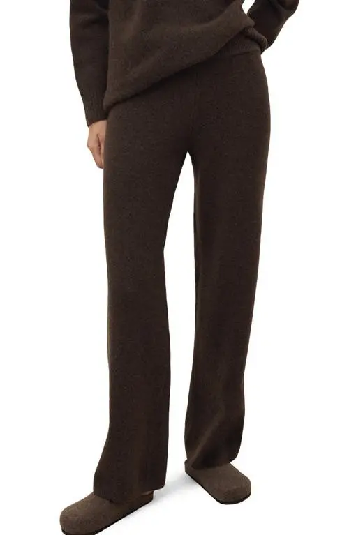 Mango Knit Straight Leg Pants - Chocolate