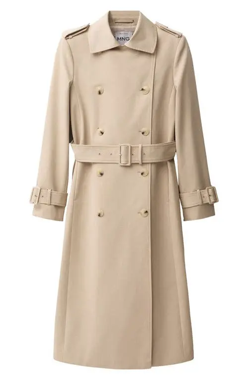 Mango Belted Double Breasted Trench Coat