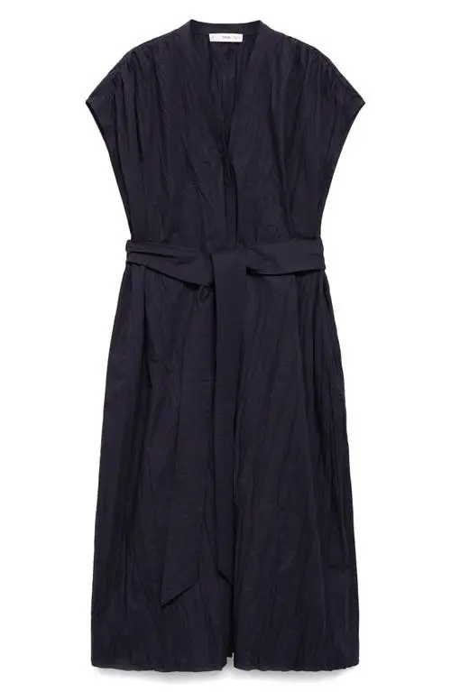 Mango Textured Tie-front Midi Dress