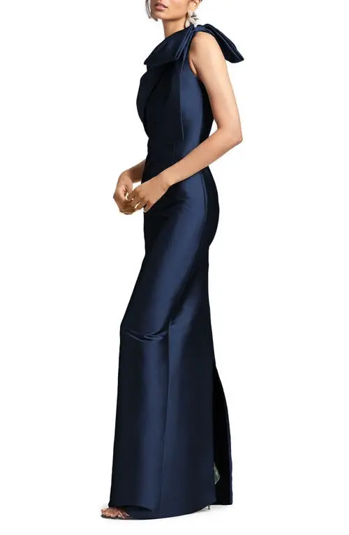 Sachin & Babi Bonnie Bow One-shoulder Gown - Midnight Sky