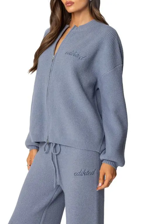 EDIKTED Kris Crewneck Zip Sweater