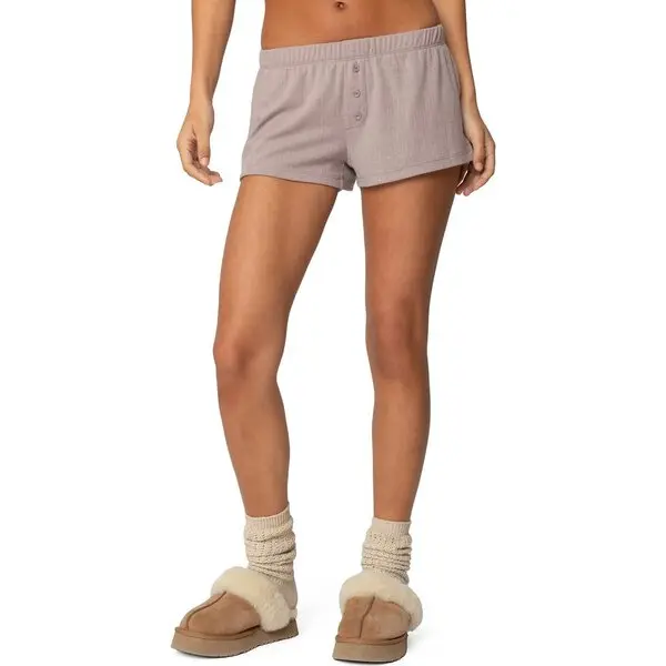 EDIKTED Keely Pointelle Pull-on Shorts - Brown