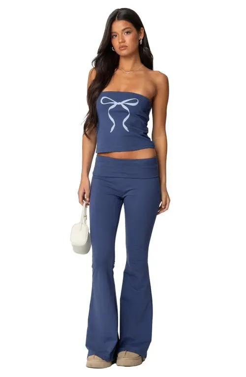 EDIKTED Aiyana Foldover Waistband Flare Pants