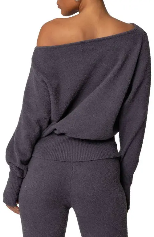 EDIKTED Plush Oversize Asymmetric Sweater - Dark Gray