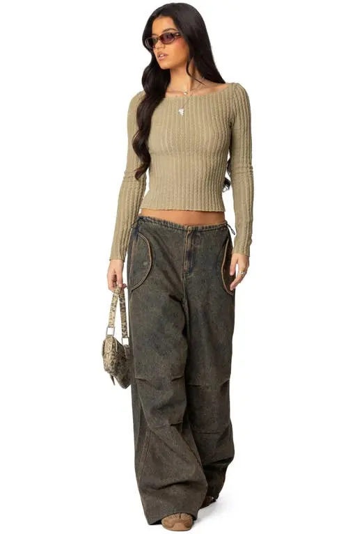 EDIKTED Regine Low Rise Oversize Parachute Jeans