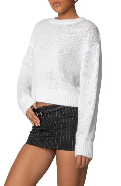 EDIKTED Kyrah Oversized Cropped Sweater - White