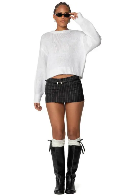 EDIKTED Kyrah Oversized Cropped Sweater - White