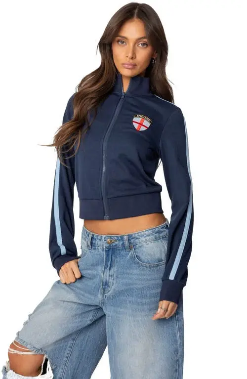 EDIKTED England Mock Neck Crop Sweatshirt