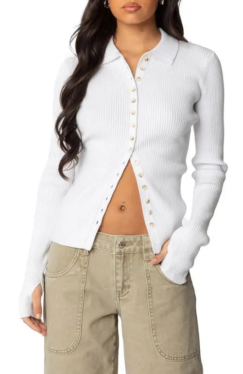 EDIKTED Mirielle Collar Rib Cardigan