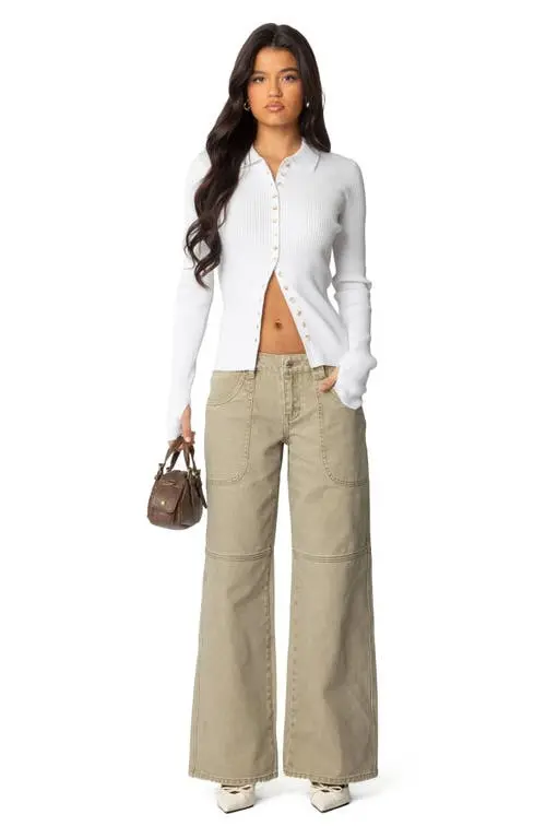 EDIKTED Mirielle Collar Rib Cardigan