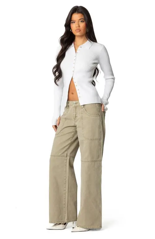 EDIKTED Mirielle Collar Rib Cardigan