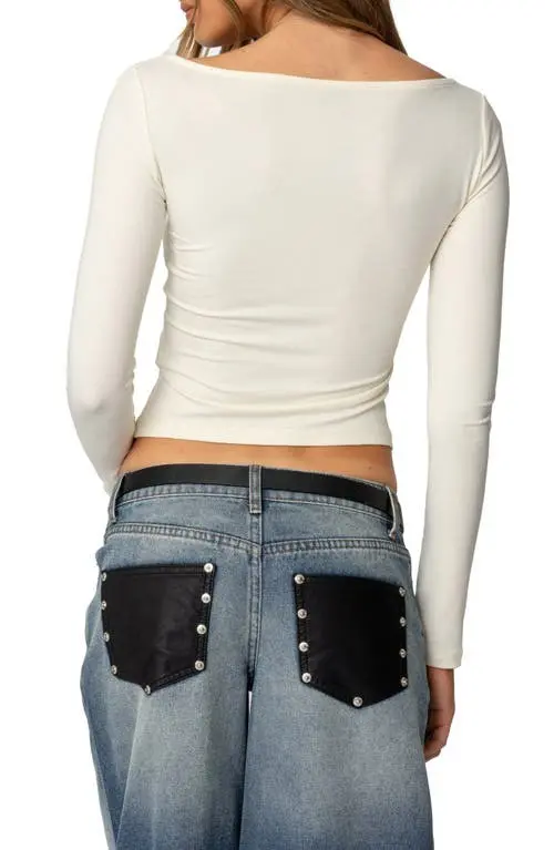 EDIKTED Nikola Boat Neck Crop Top