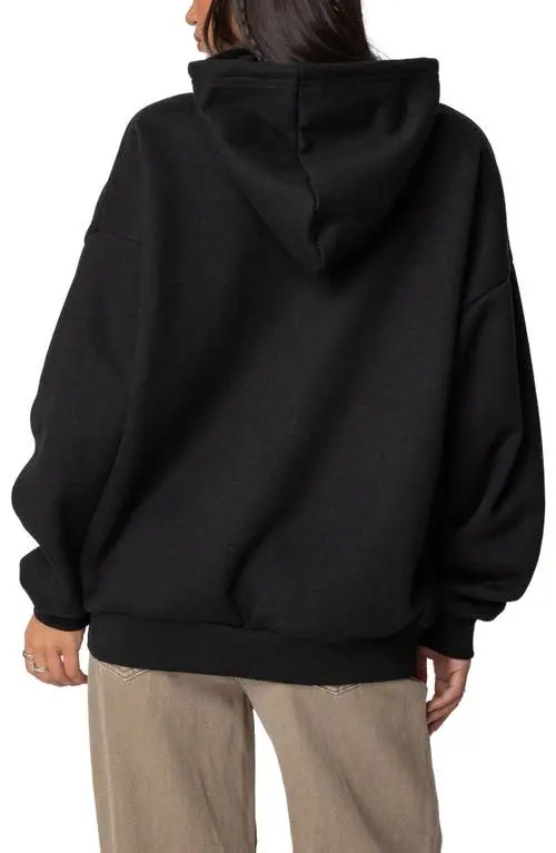 EDIKTED Leopard Eight-ball Graphic Oversized Hoodie - Black
