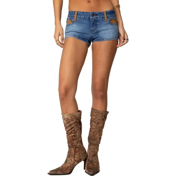 EDIKTED Max Low Rise Denim Shorts