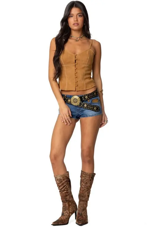 EDIKTED Max Low Rise Denim Shorts