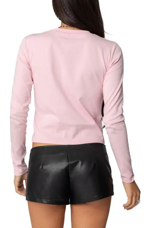 EDIKTED Cherry Leopard Star Long Sleeve Top - Pink