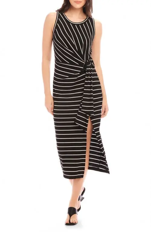 Fifteen Twenty Maddie Side Knot Midi Dress - Stripe