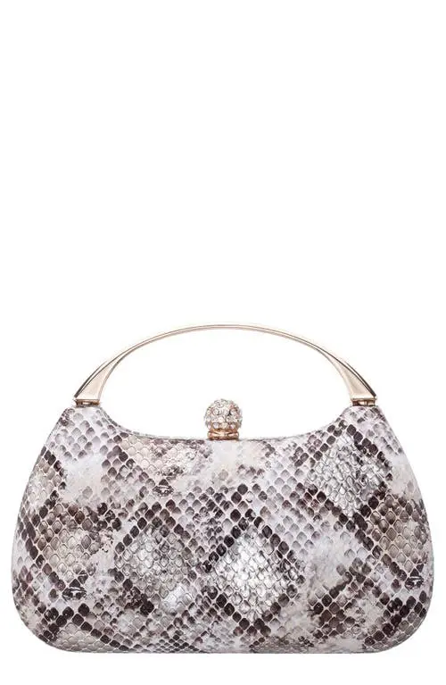 Nina Brando Snake Embossed Top Handle Bag - Ivory Multi