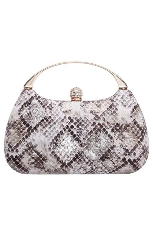 Nina Brando Snake Embossed Top Handle Bag - Ivory Multi