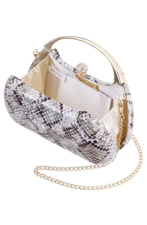 Nina Brando Snake Embossed Top Handle Bag - Ivory Multi