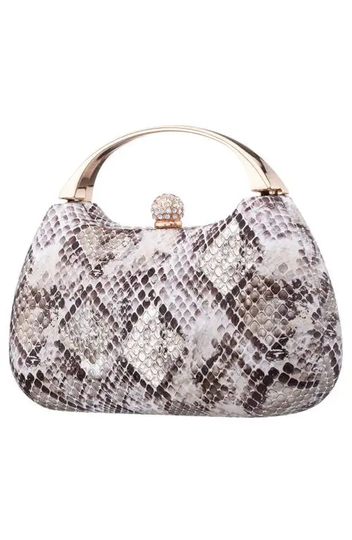 Nina Brando Snake Embossed Top Handle Bag - Ivory Multi