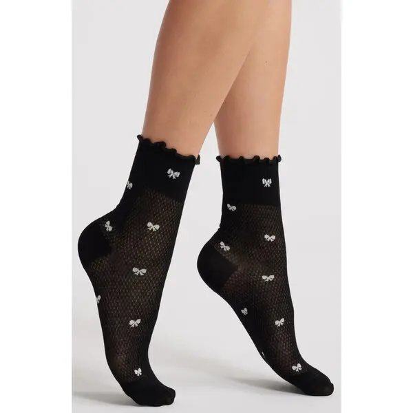 CASA CLARA Carla Crew Socks - Noir Bow