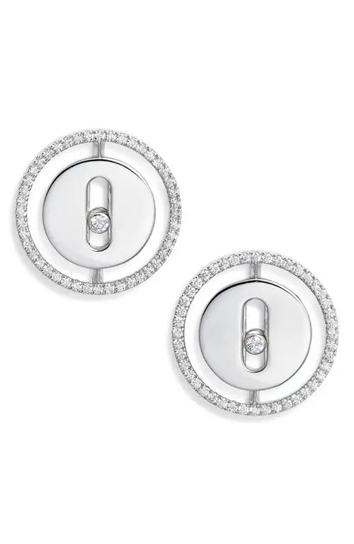 Messika Lucky Move Diamond Pavé Button Earrings - White Gold