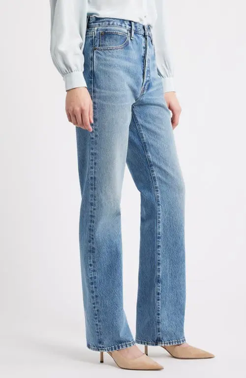FRAME Vertical High-waist Straight-leg Jeans - Trust