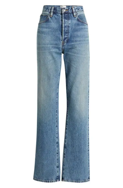 FRAME Vertical High-waist Straight-leg Jeans - Trust