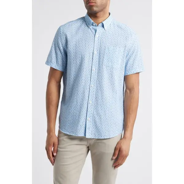 Johnston & Murphy Illusion Print Short Sleeve Cotton Button-down Shirt
