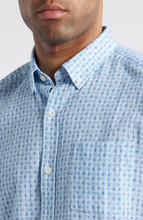 Johnston & Murphy Illusion Print Short Sleeve Cotton Button-down Shirt