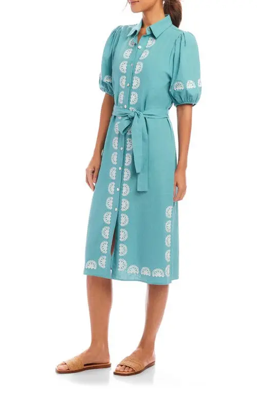 green emerald velvet dress Flare Sleeve Embroidered Dress main image 1