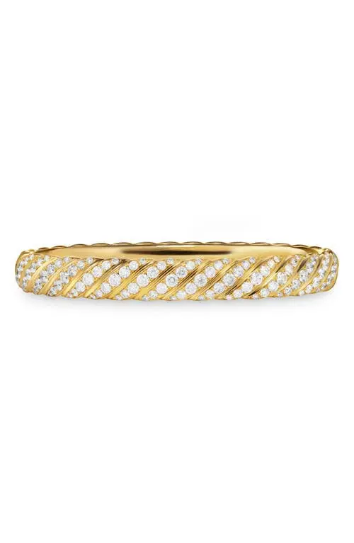 David Yurman 18k Yellow Gold Sculpted Cable Diamond Bangle Bracelet - Diamond/ Yellow Gold