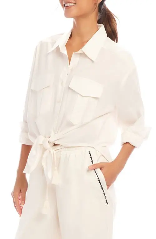 Karen Kane Tie Front Button-up Shirt