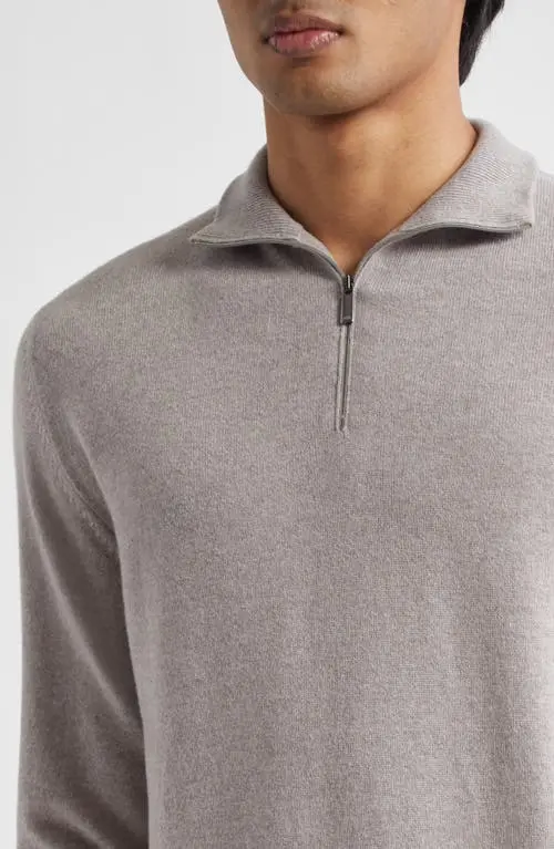 Massimo Alba Half Zip Cashmere Pullover - Tortora