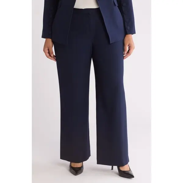 TAHARI ASL Wide Leg Trousers - Deep Navy