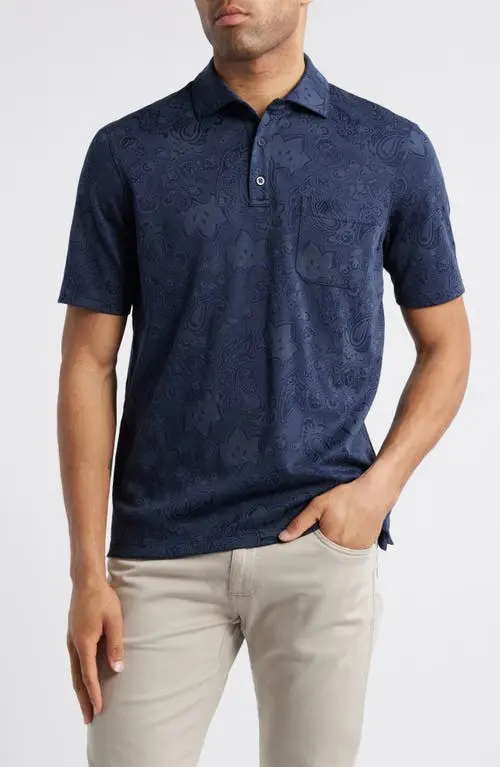 Johnston & Murphy Paisley Jacquard Polo - Navy