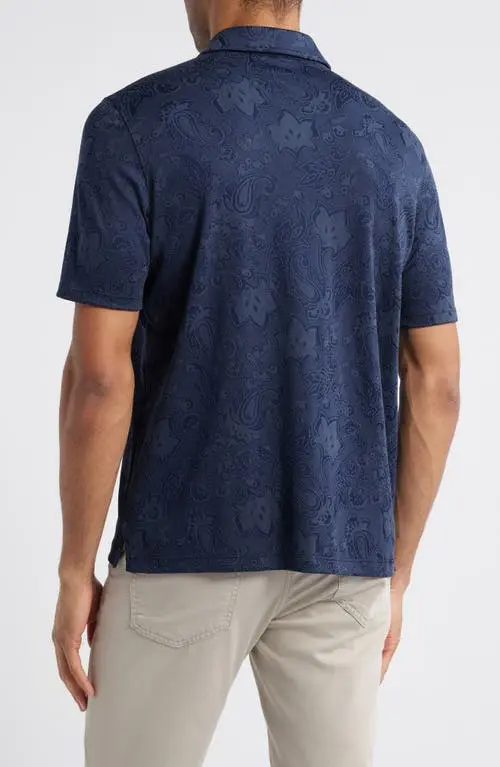Johnston & Murphy Paisley Jacquard Polo - Navy