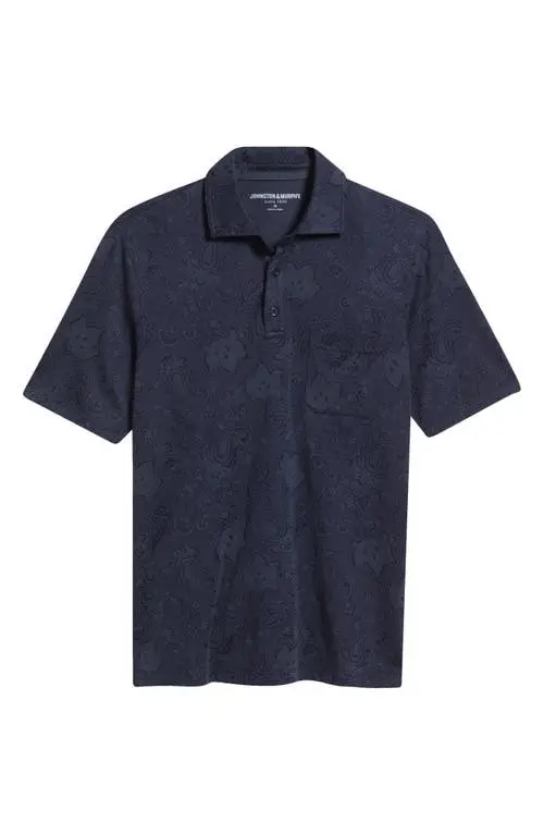 Johnston & Murphy Paisley Jacquard Polo - Navy
