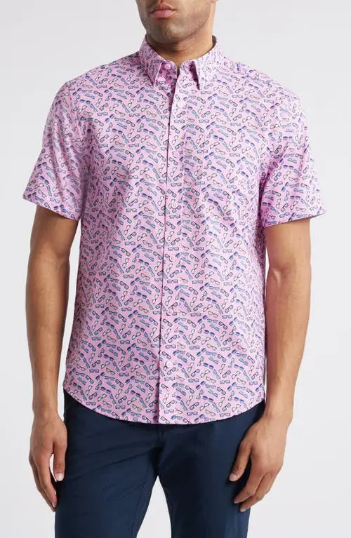 Johnston & Murphy Sunglasses Print Short Sleeve Button-down Shirt