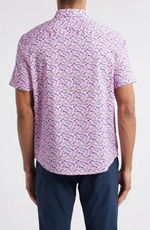 Johnston & Murphy Sunglasses Print Short Sleeve Button-down Shirt