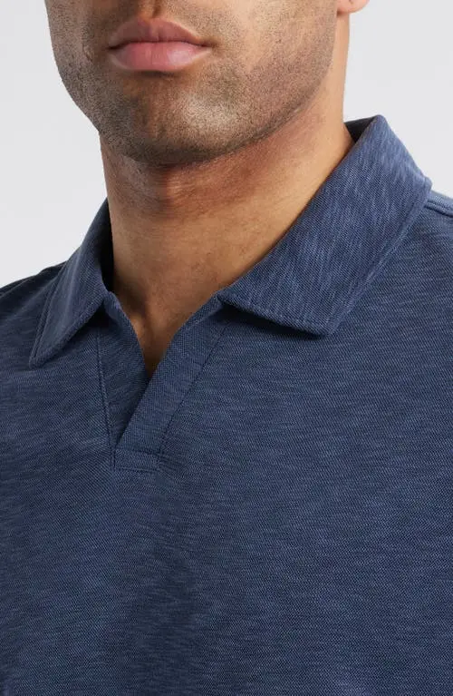 Johnston & Murphy Vintage Slub Modal Blend Johnny Collar Polo - Navy