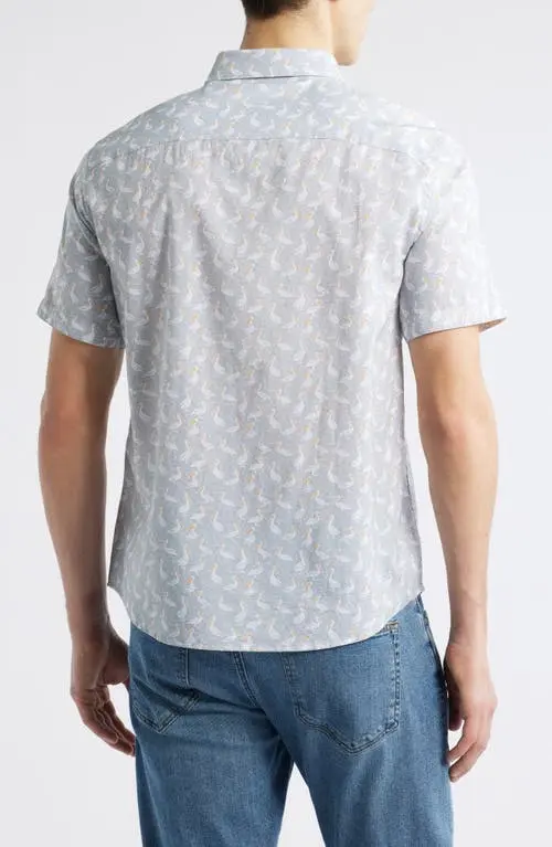 Johnston & Murphy Pelican Print Short Sleeve Button Down Shirt