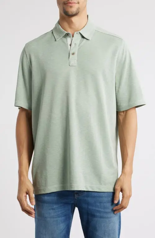Johnston & Murphy Vintage Slub Jersey Polo - Sage
