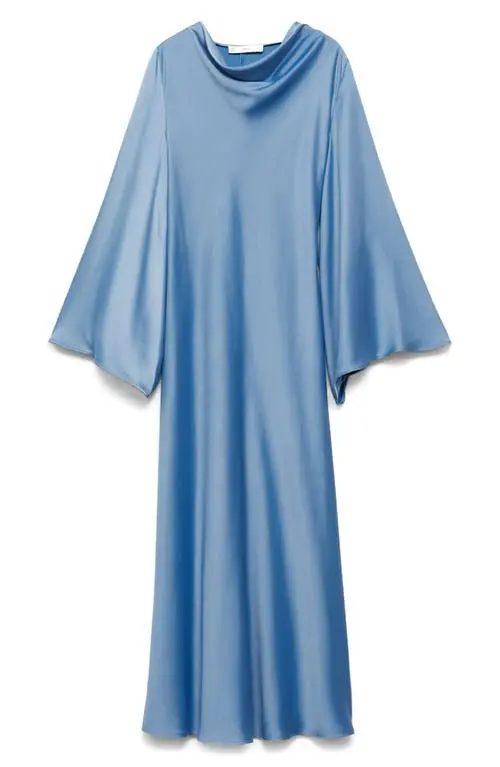 Mango Cowl Neck Long Sleeve Satin Maxi Dress