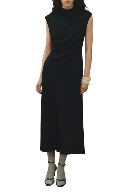 Mango Funnel Neck Pleated A-Line Maxi Dress In Black - 55% Off |  Editorialist